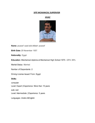 SITE MECHANICAL SUPERVISOR - Copy | PDF