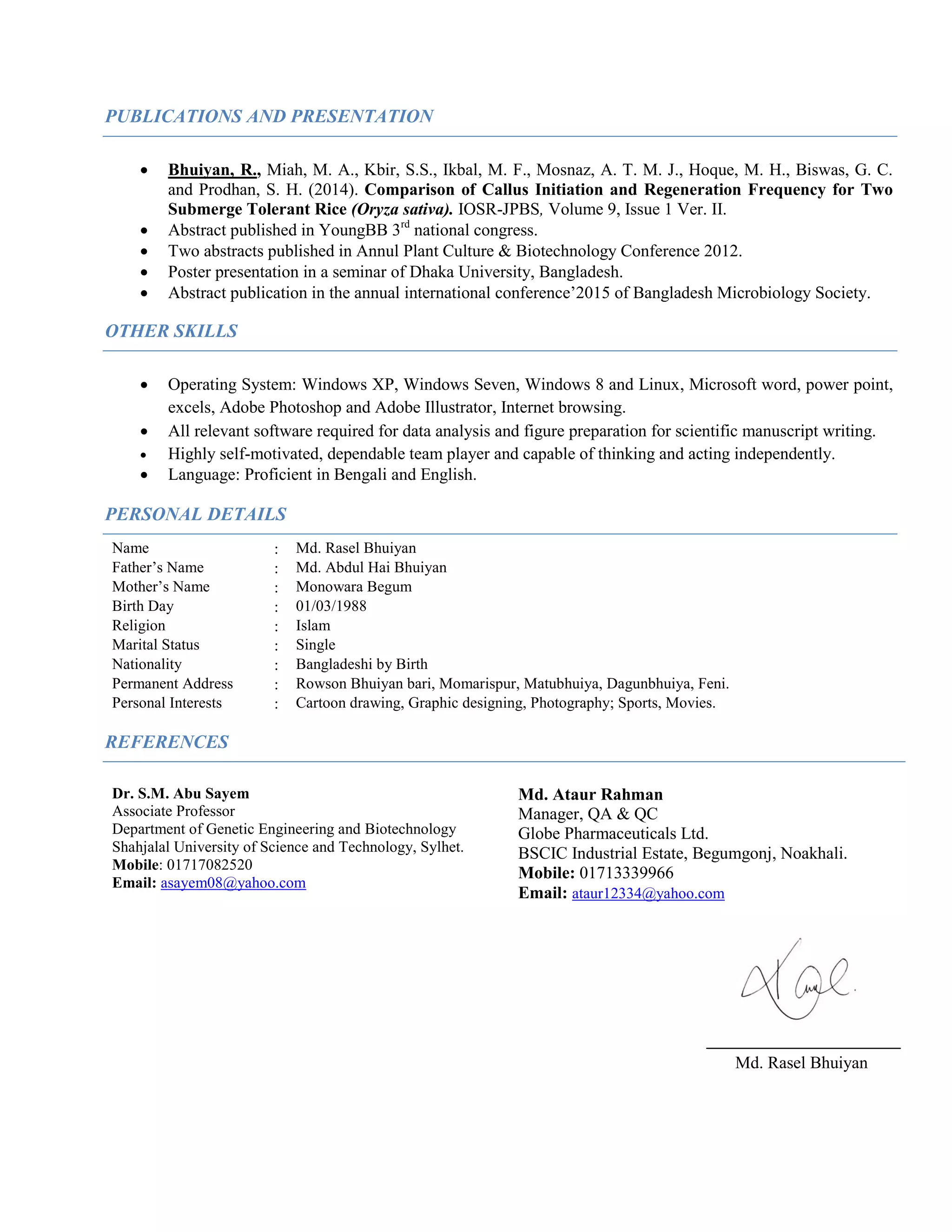 Resume of Md. Rasel Bhuiyan | PDF