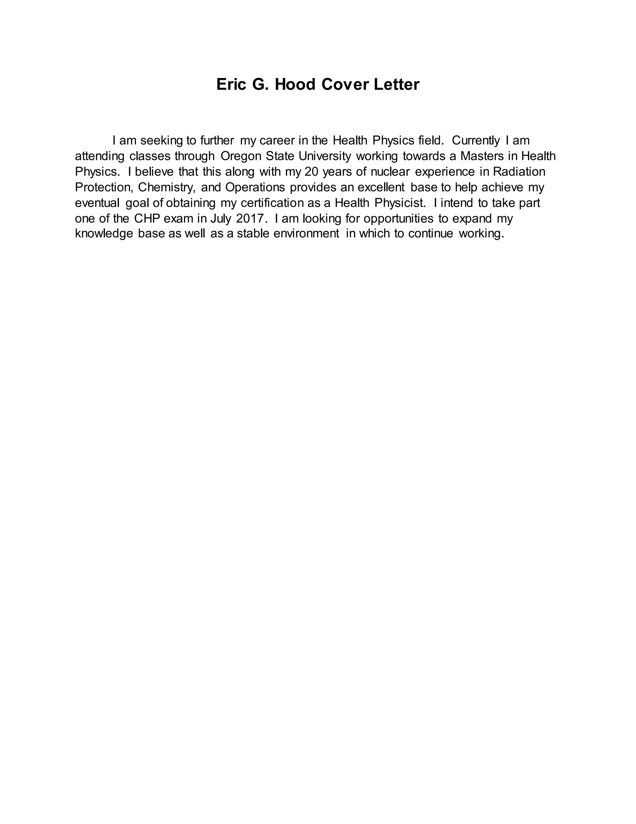 Eric G Hood Cover Letter | DOCX