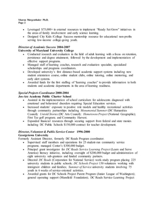 Sharon Morgenthaler resume | DOCX | Education industry | Industries