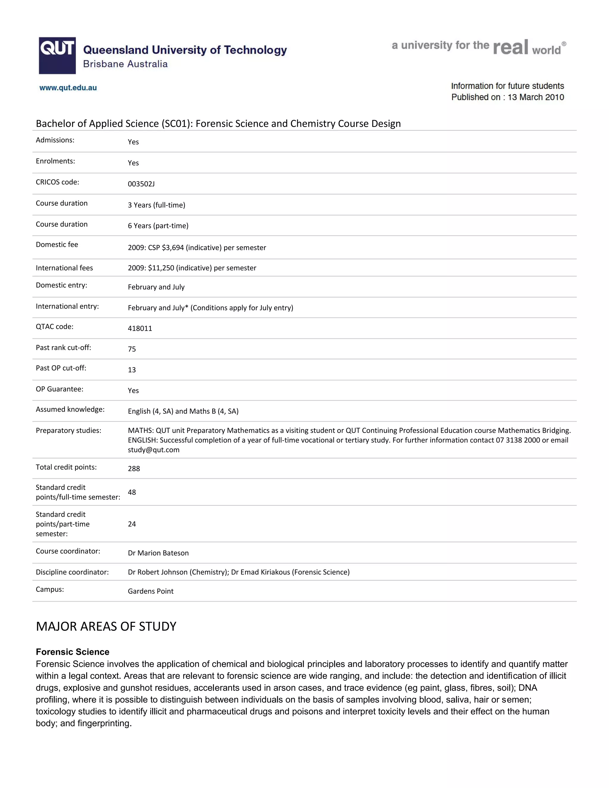 Bachelor of Applied Science Course Structure with Unit Outlines | PDF