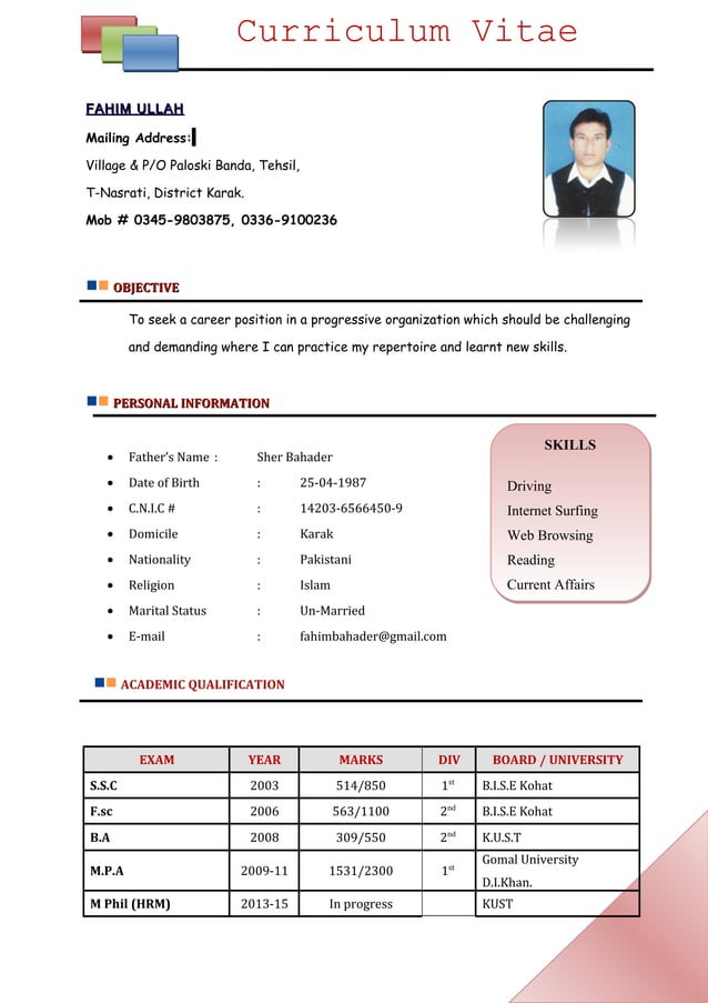 Fahim Khattak | DOC | Professional School | Postgraduate Education