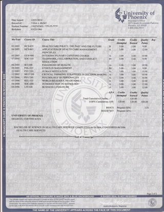 UOP Transcripts | PDF