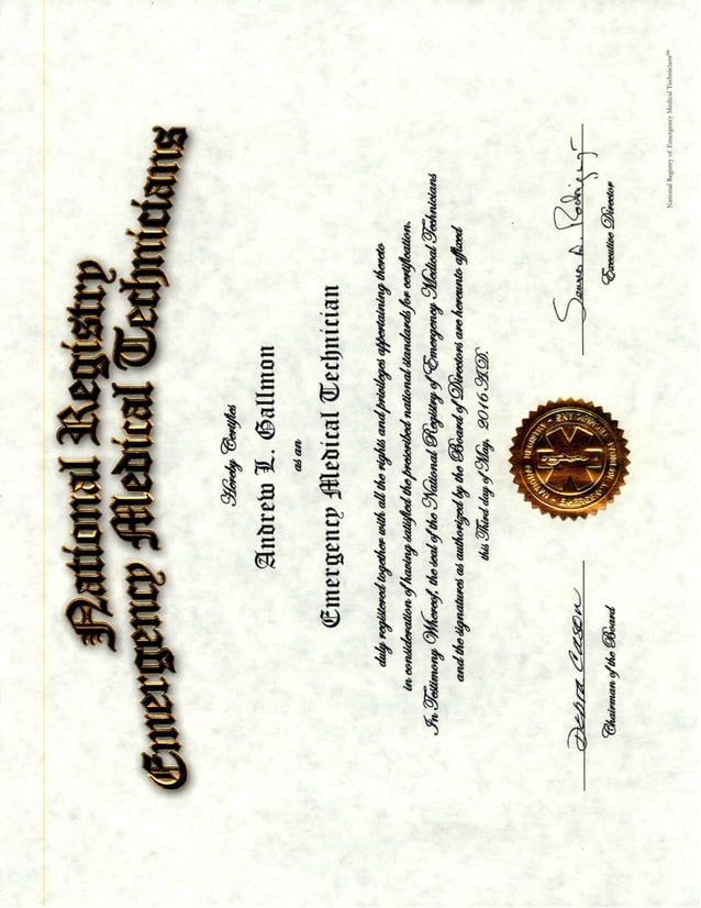 EMT Certificate | PDF