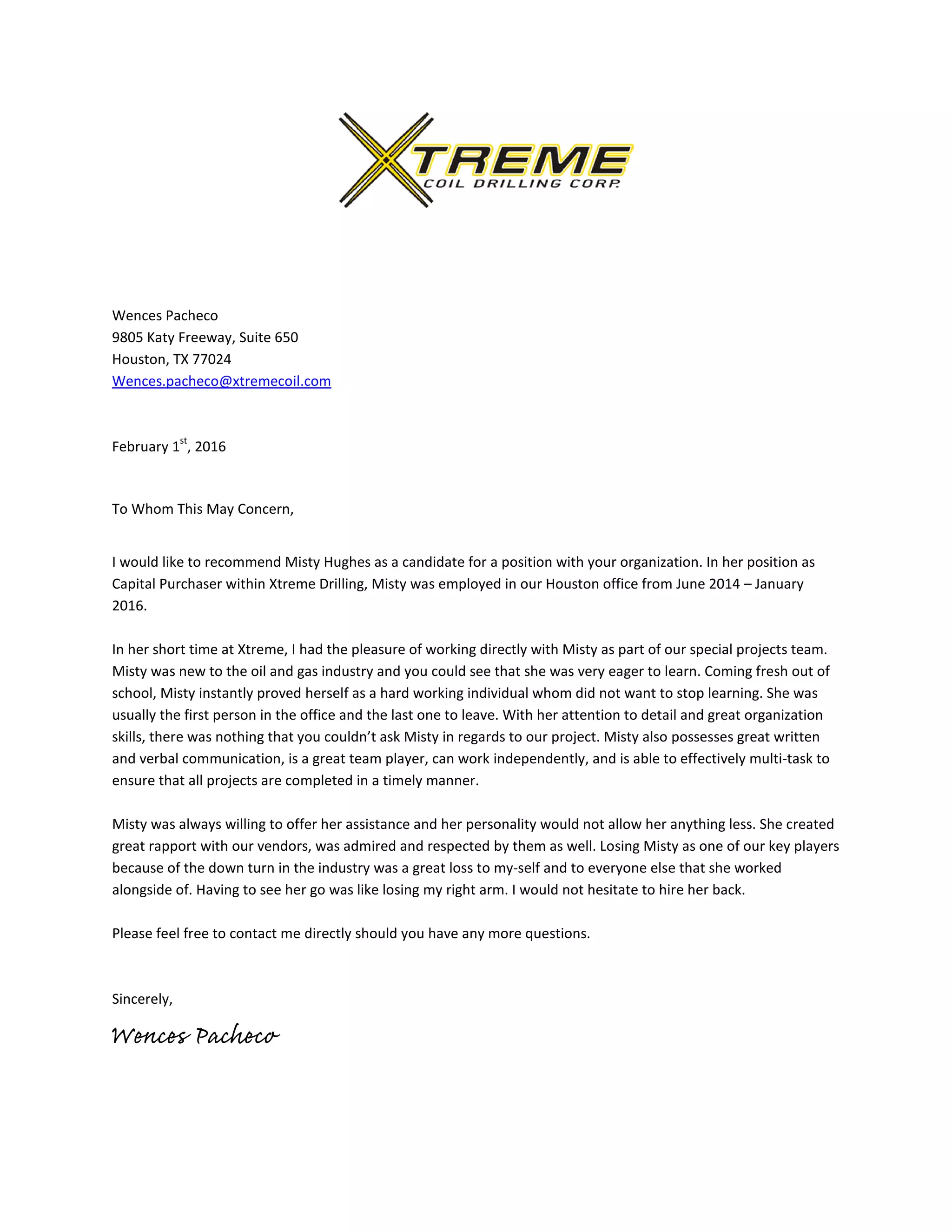 Recommendation; Wences Pacheco | PDF