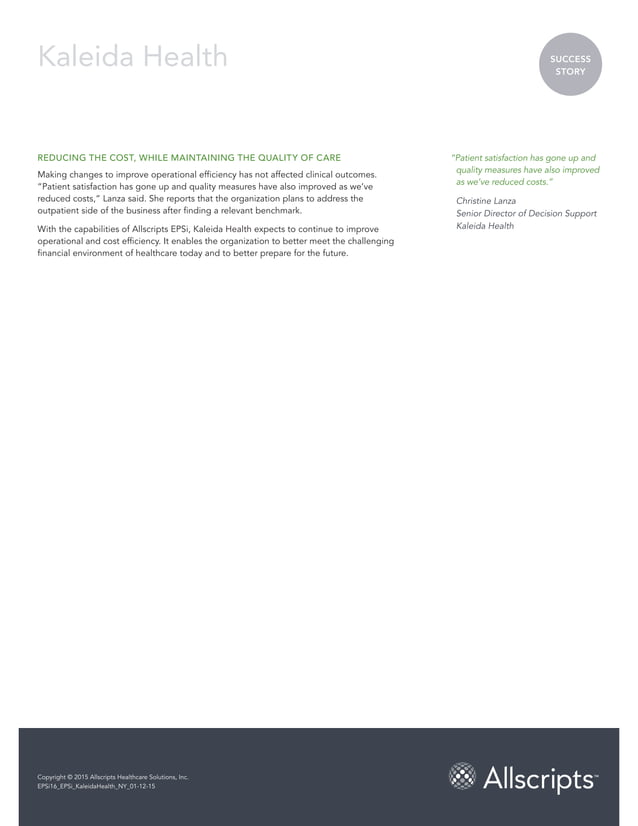 EPSi Kaleida Health Success Story | PDF
