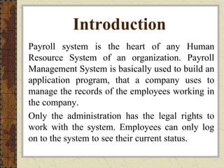 final presentation on payroll management system FOR HCL TECHNOLOGIES | PPTX
