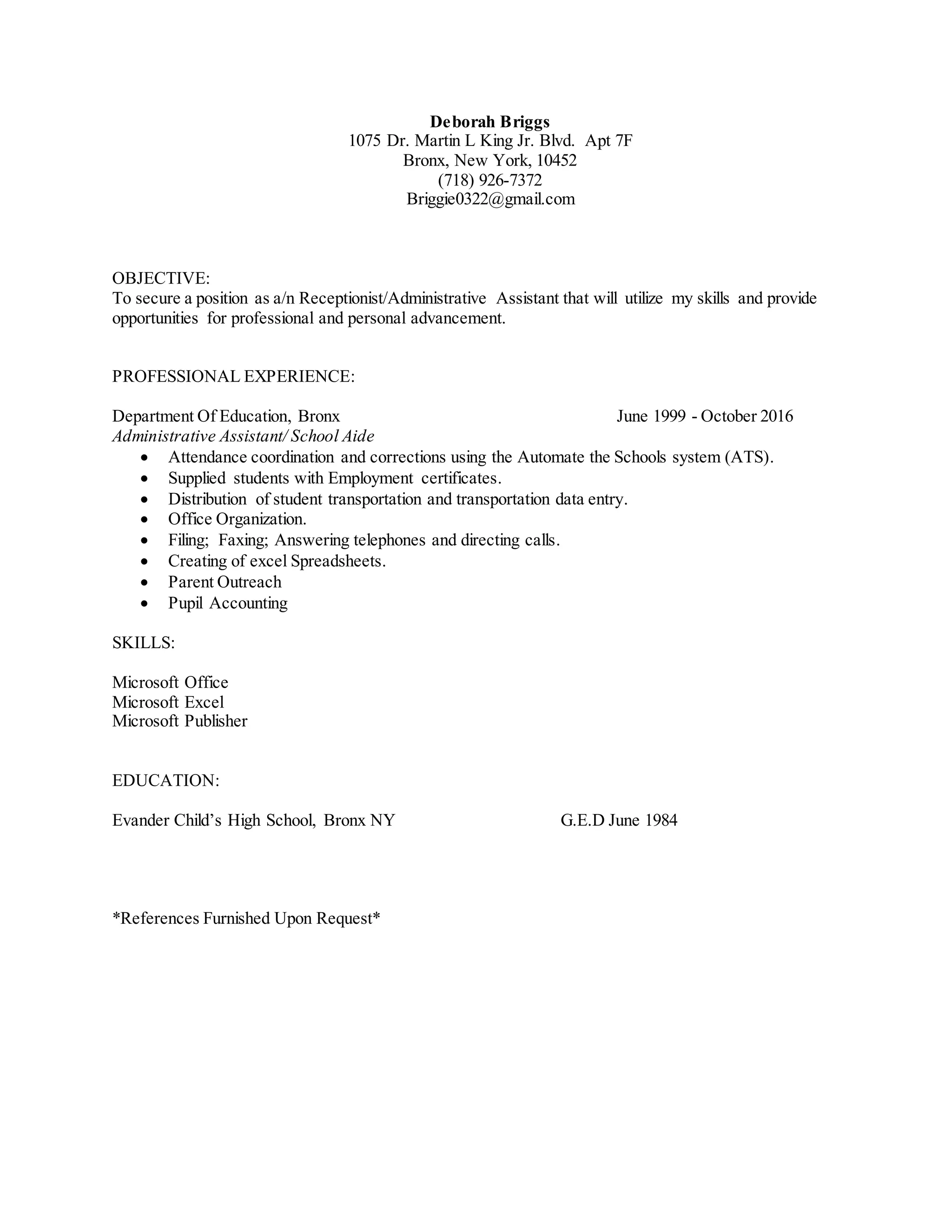 Deborah's Resume | DOCX