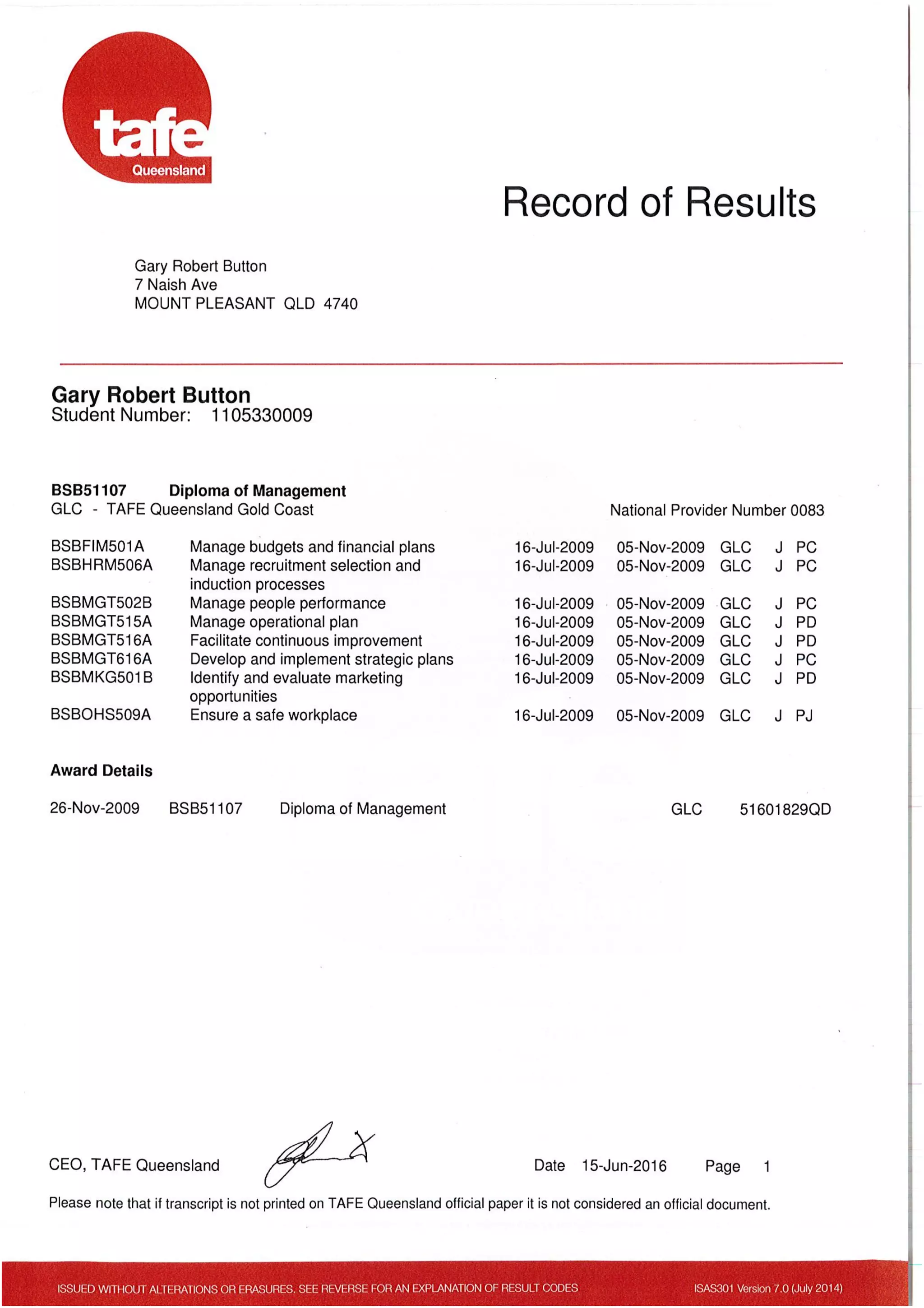 Diploma management results | PDF