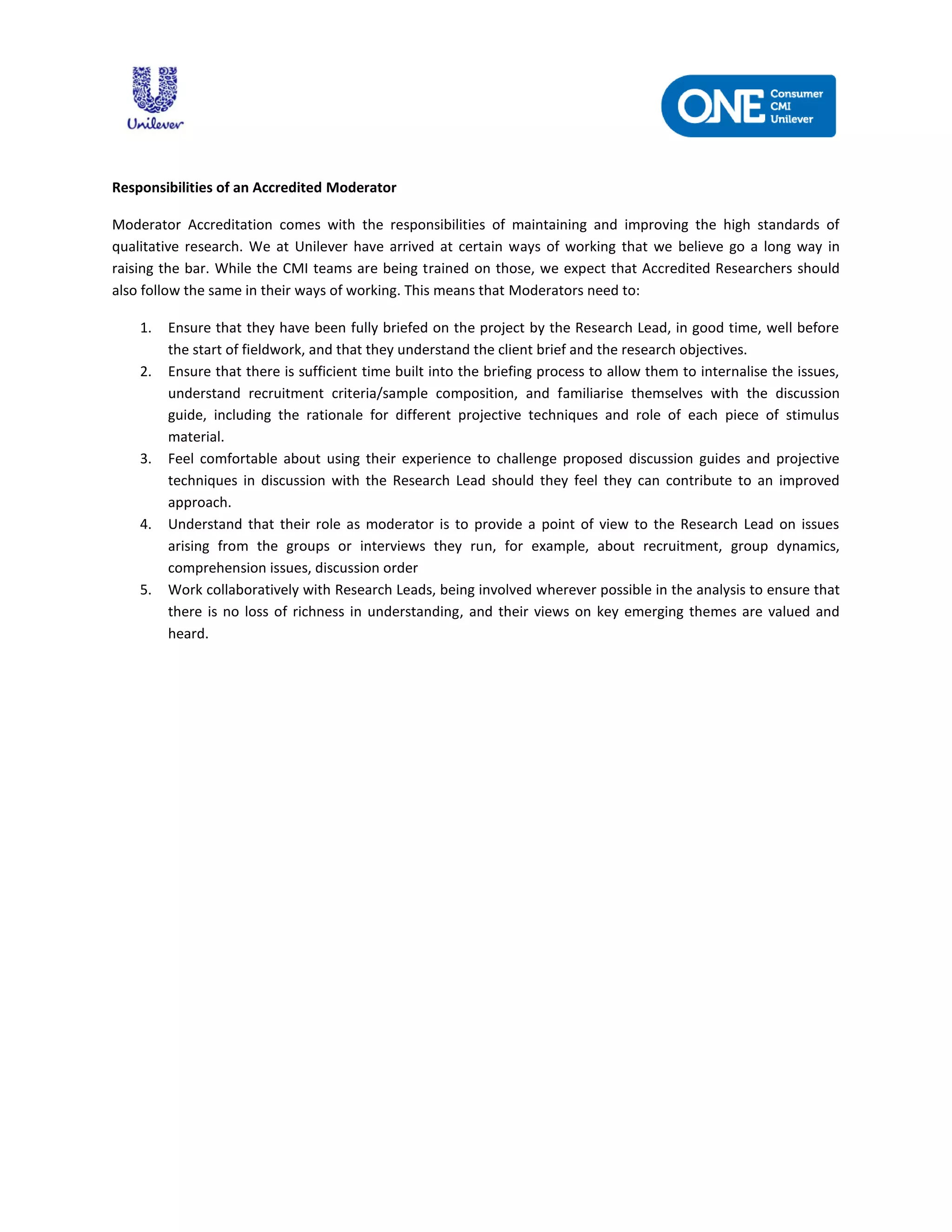 Unilever accreditation Summary | PDF