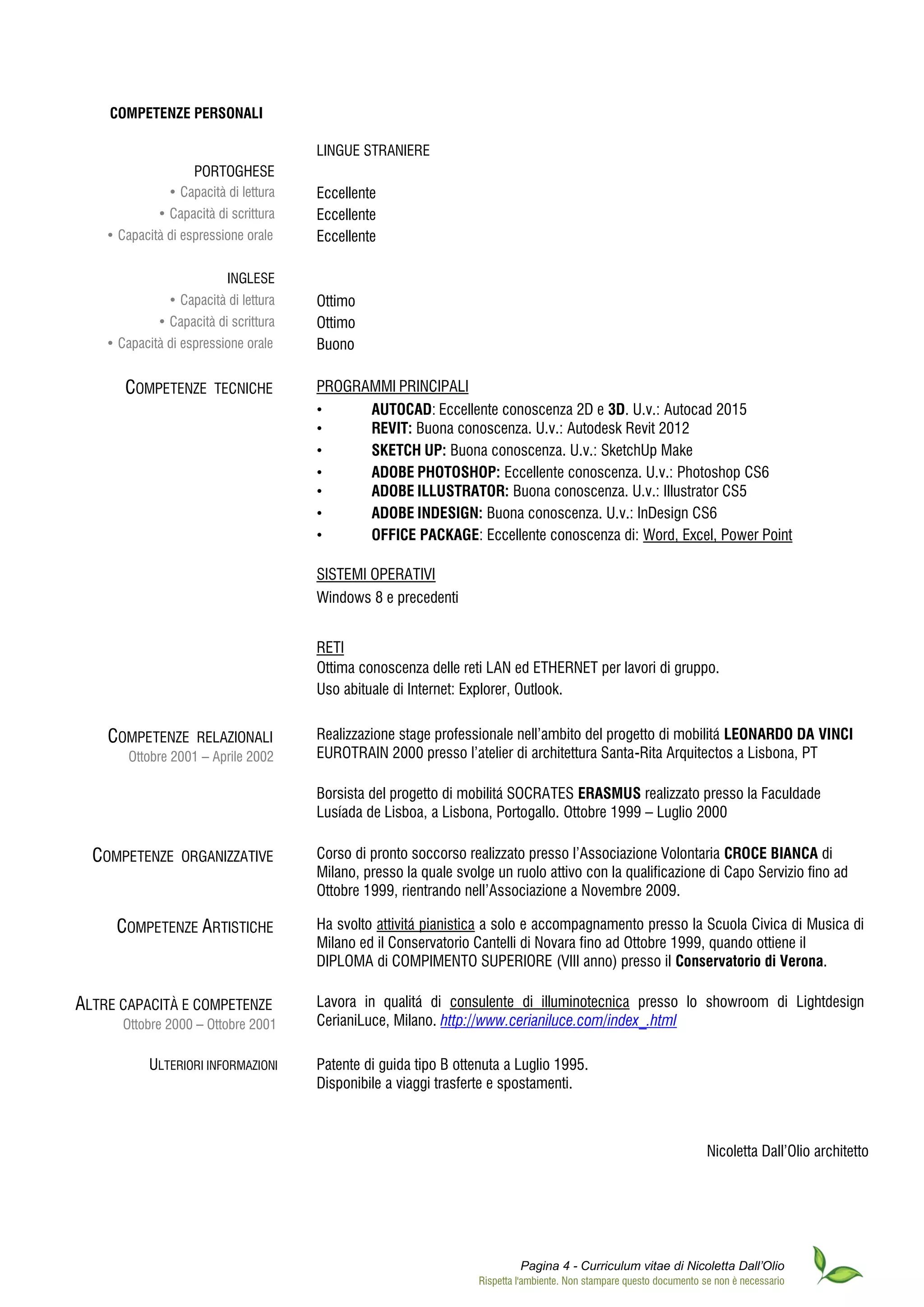 cv_Nicoletta DallOlio_ita2015 | PDF