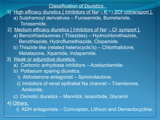 Diuretics and antidiuretics explaining mechanism of action, therapeutic ...