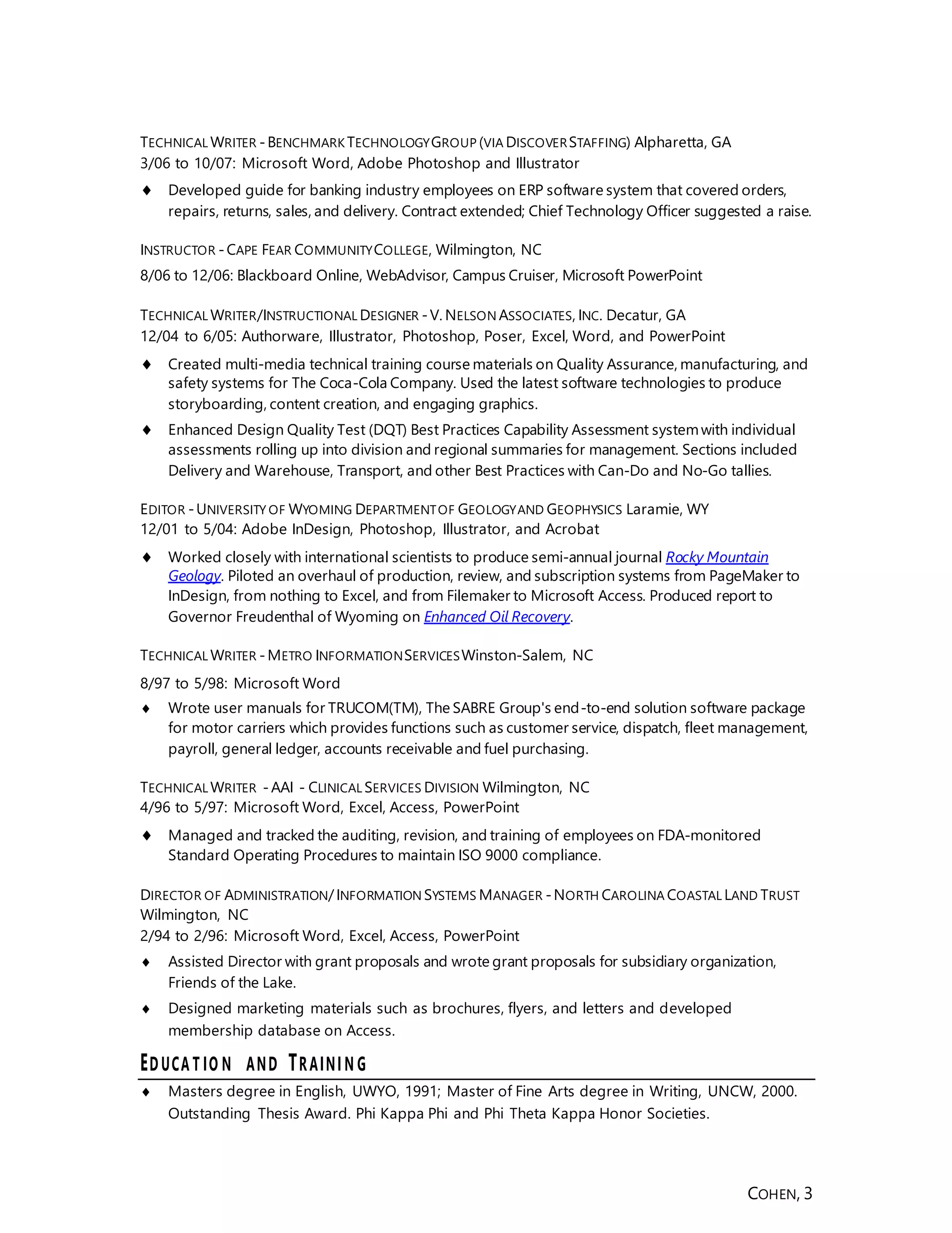 Claudette R Cohen Resume | DOCX