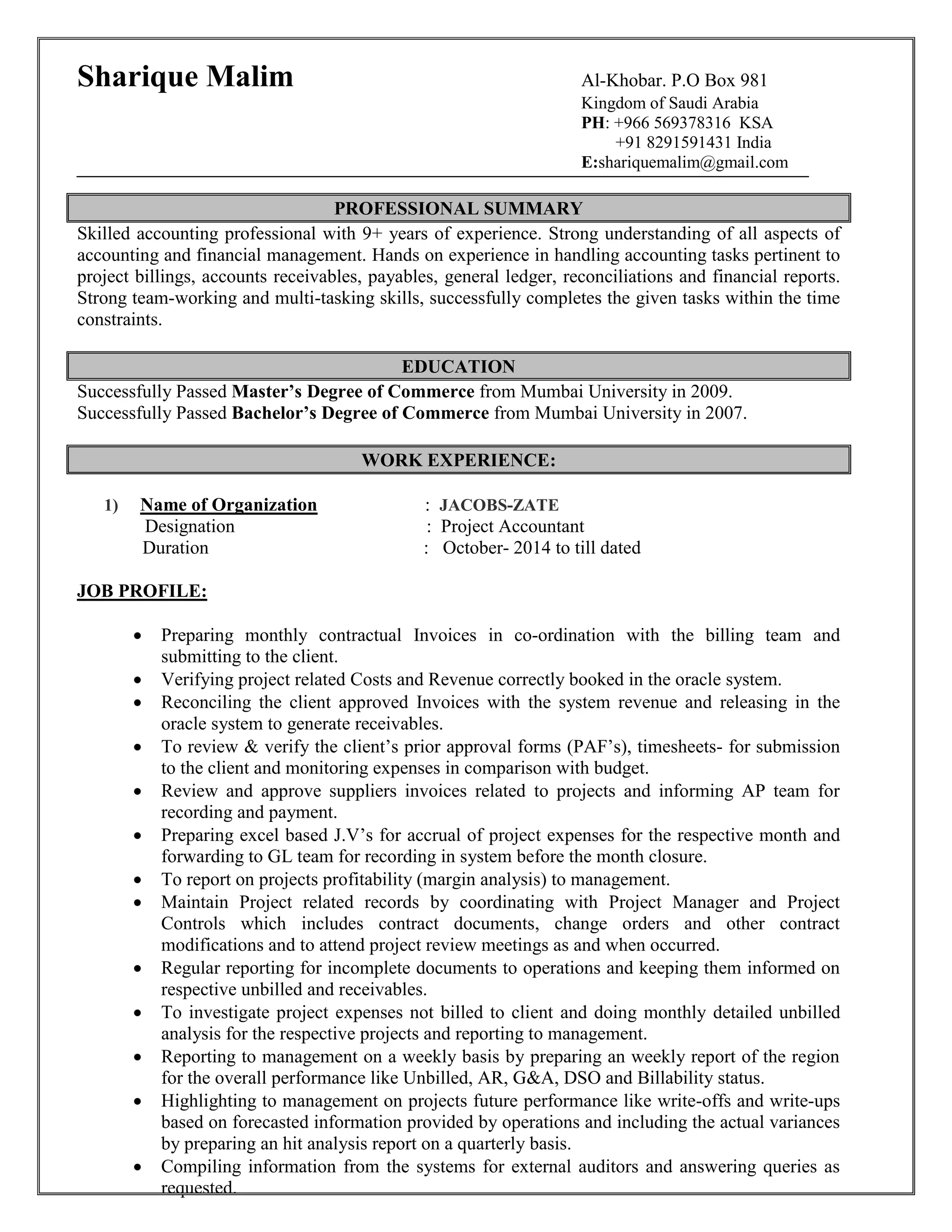Sharique Resume. | PDF