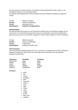 CV mesbah PHP MySQL | PDF