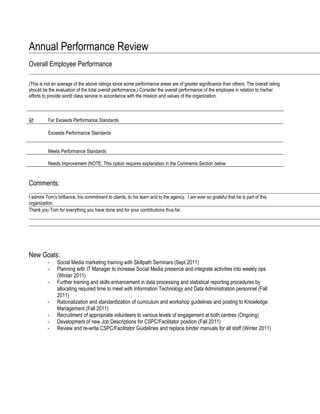 Tom's Performance Review - August 2011 | PDF