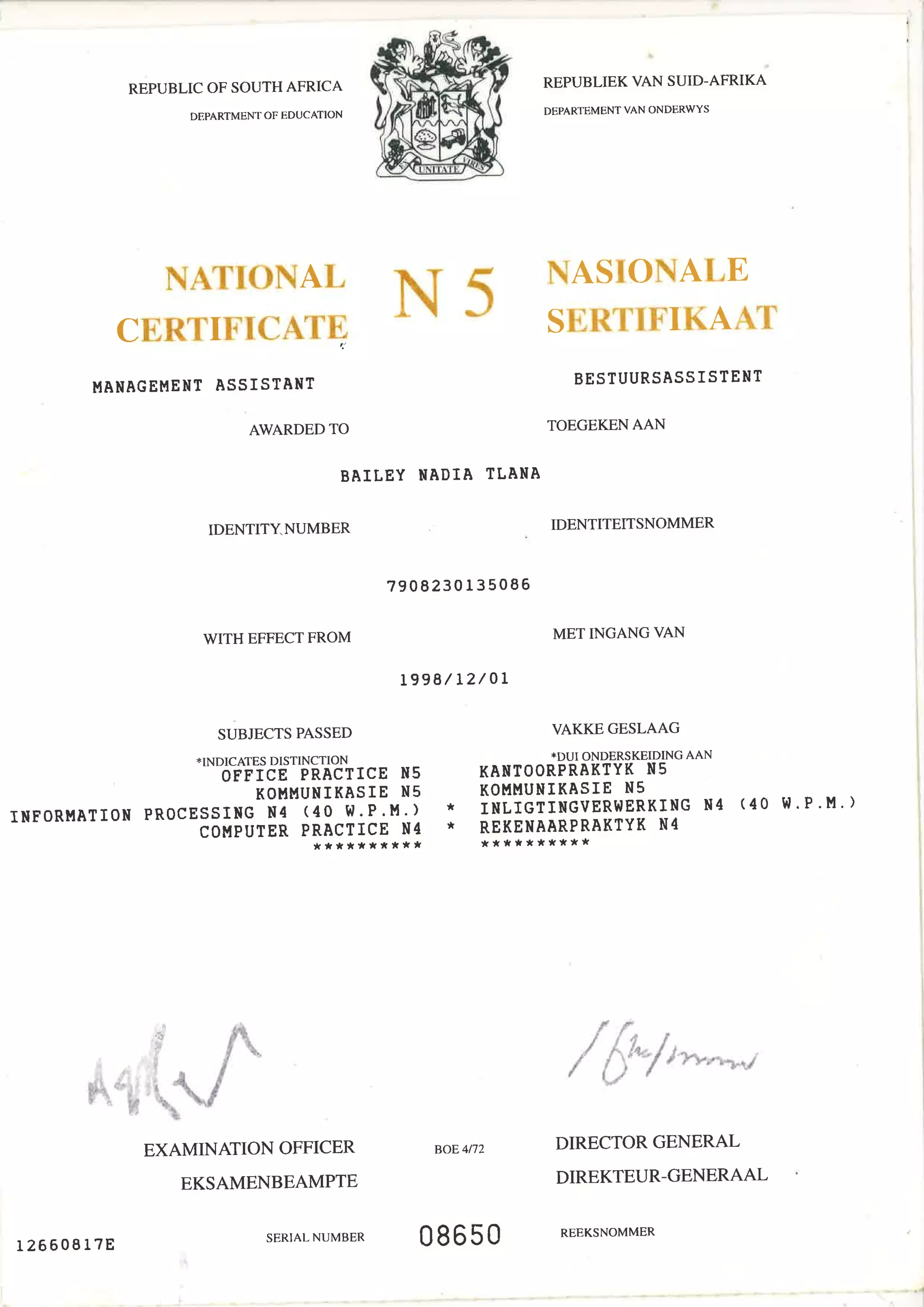 N5 Certificate.NTAlers | PDF