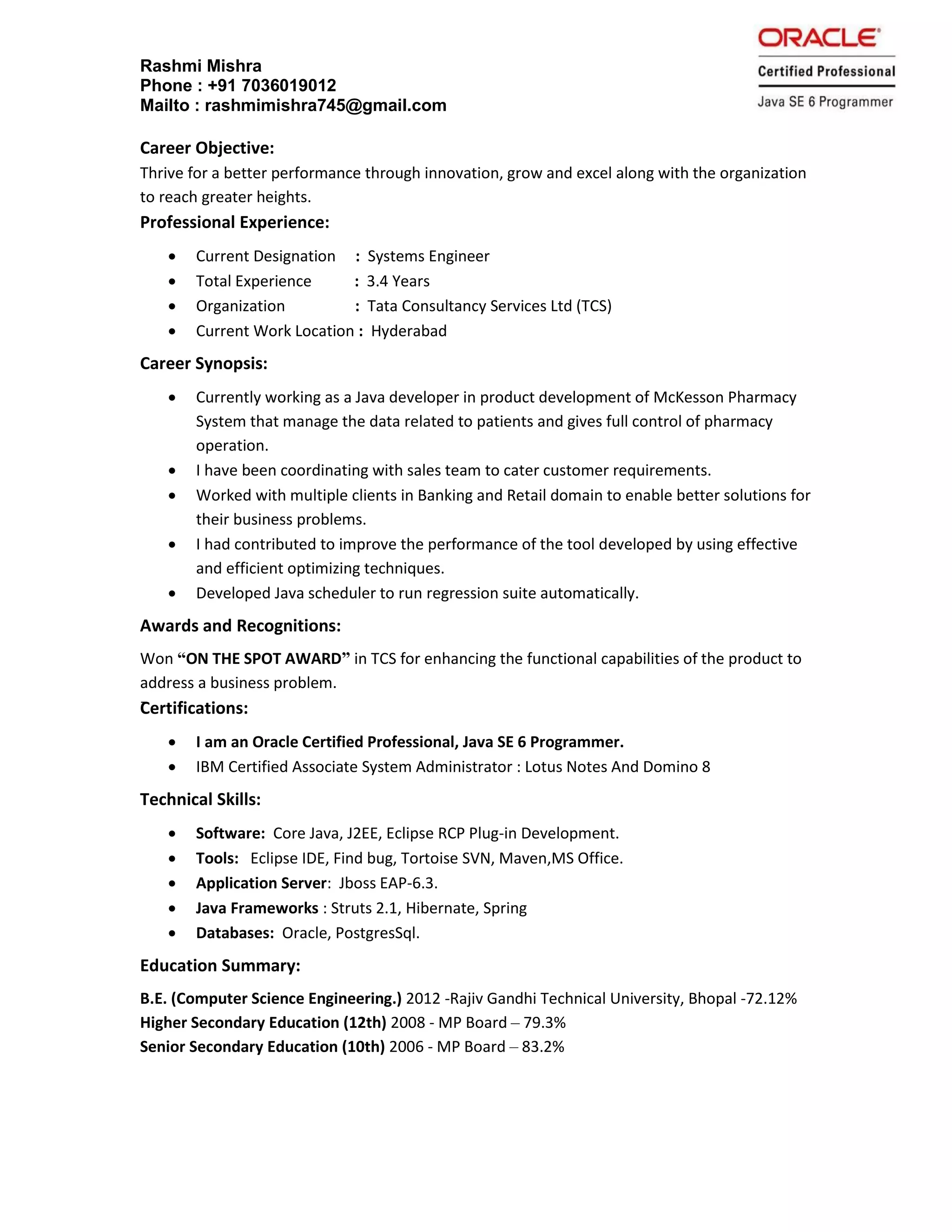 Resume_Rashmi | PDF | Programming Languages | Computing