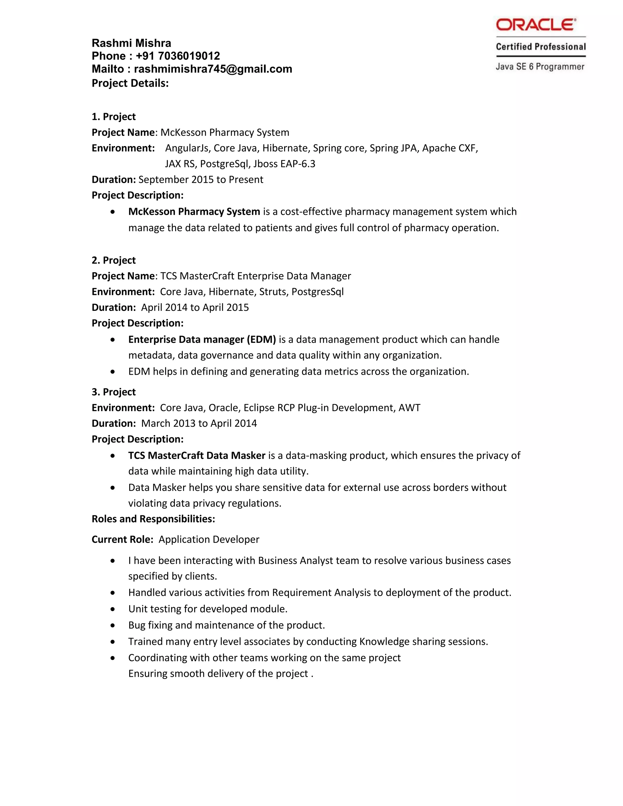 Resume_Rashmi | PDF | Programming Languages | Computing