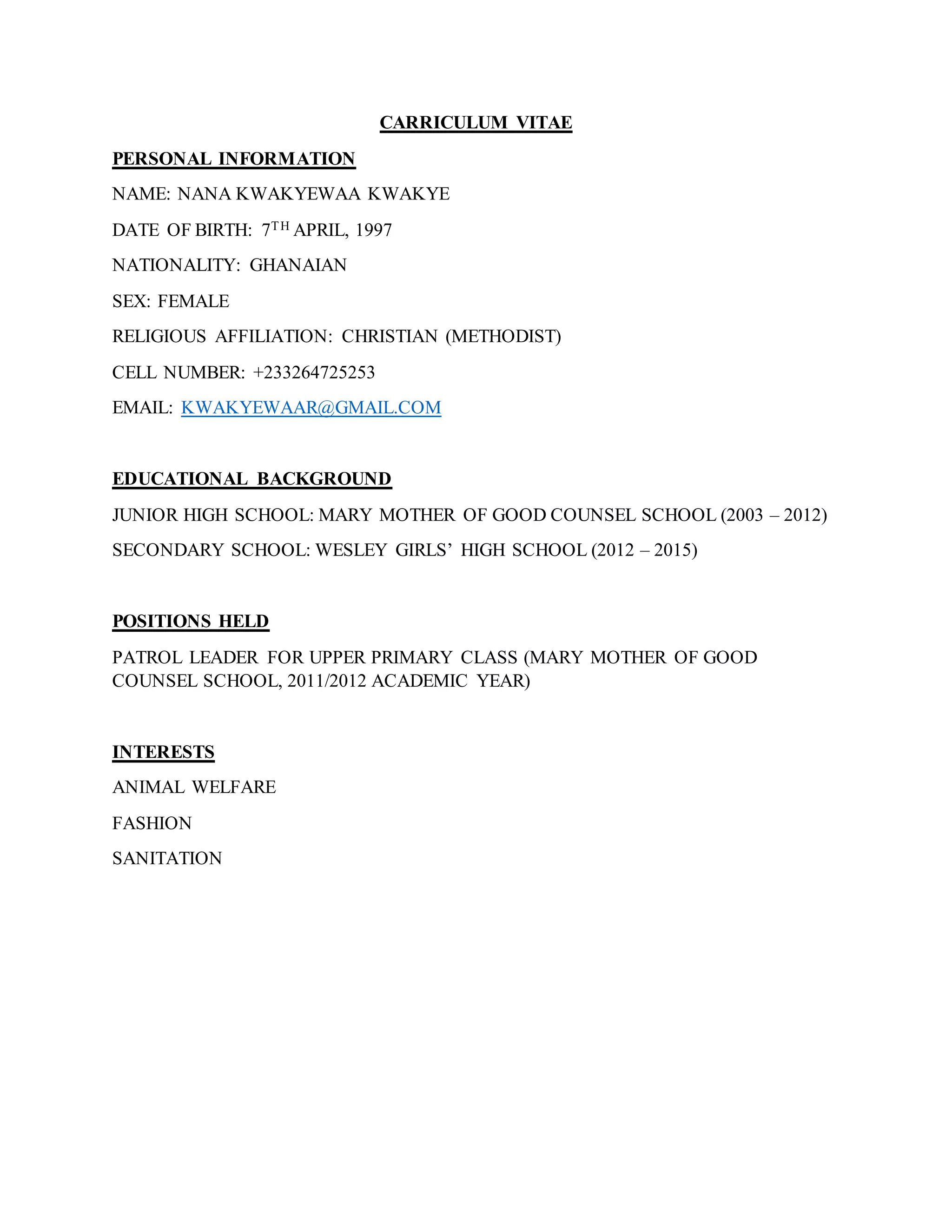 CARRICULUM VITAE | PDF