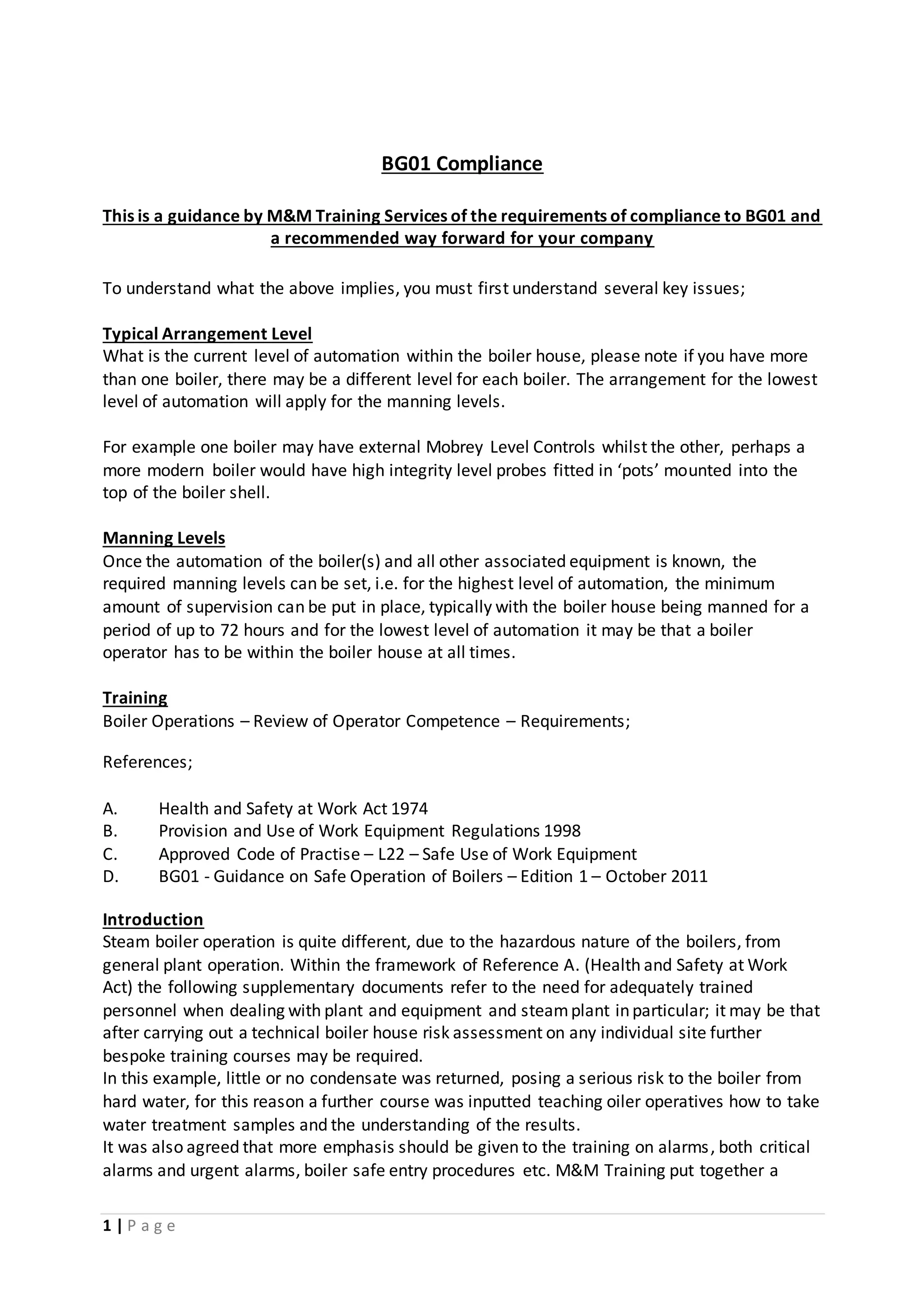 Steam Boiler BG01 Compliance with Flomar | DOCX