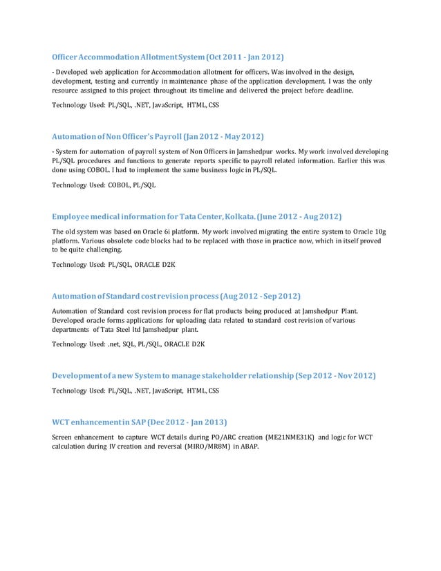 Projects Summary | DOCX