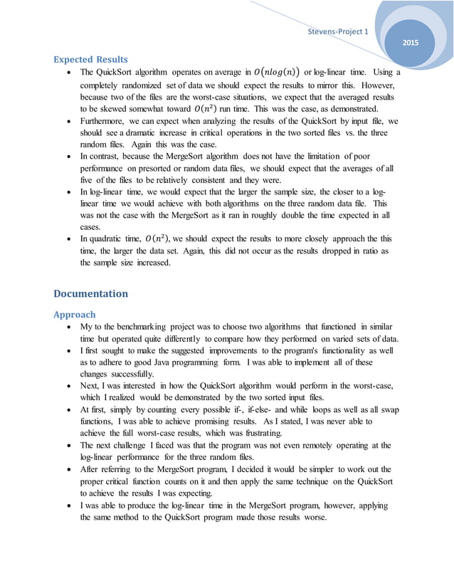 Stevens Benchmarking Sorting Algorithms Pdf