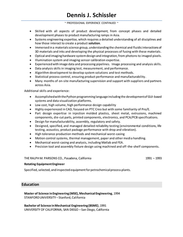 Dennis Schissler Resume 7_1_16 | PDF
