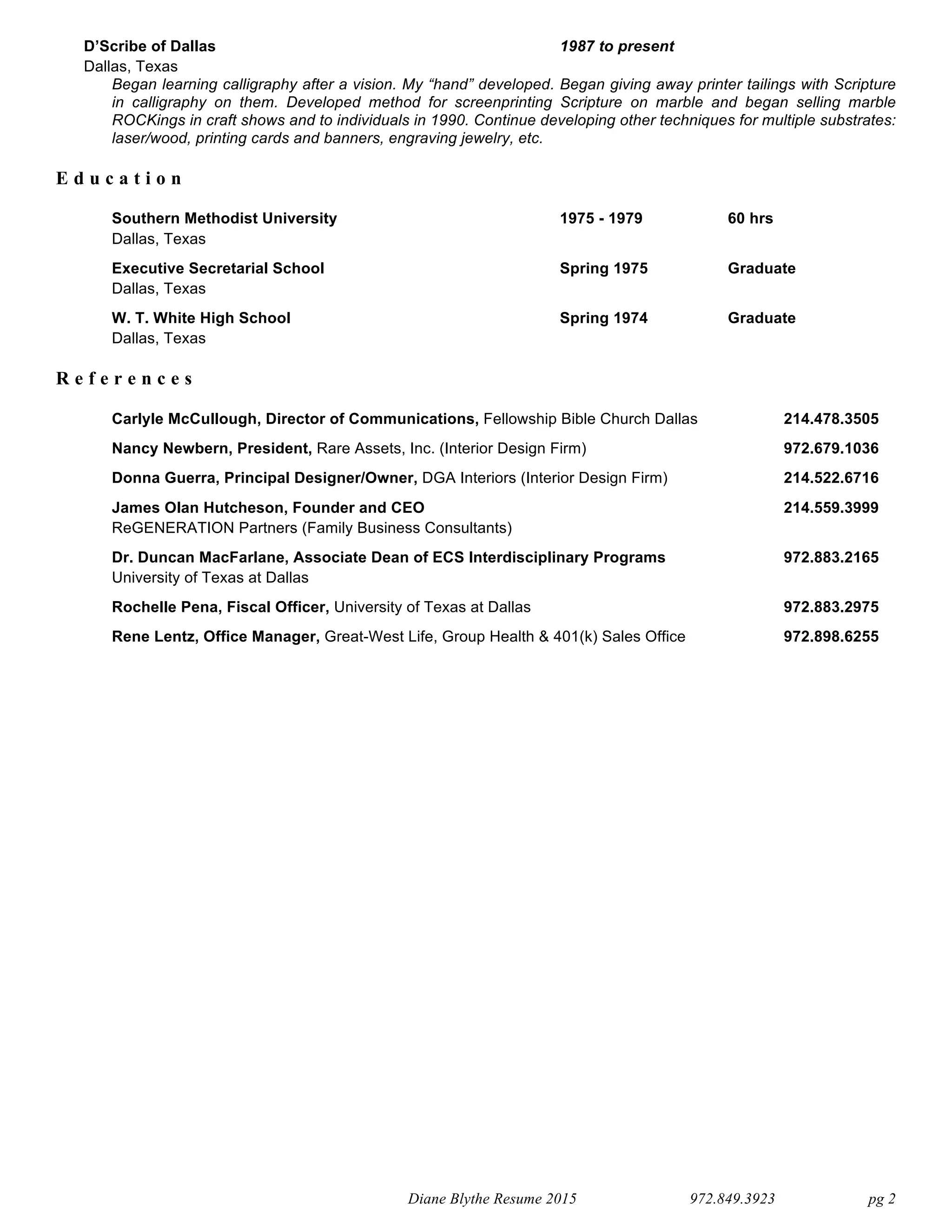 Diane Blythe Professional Resume 2015 | PDF