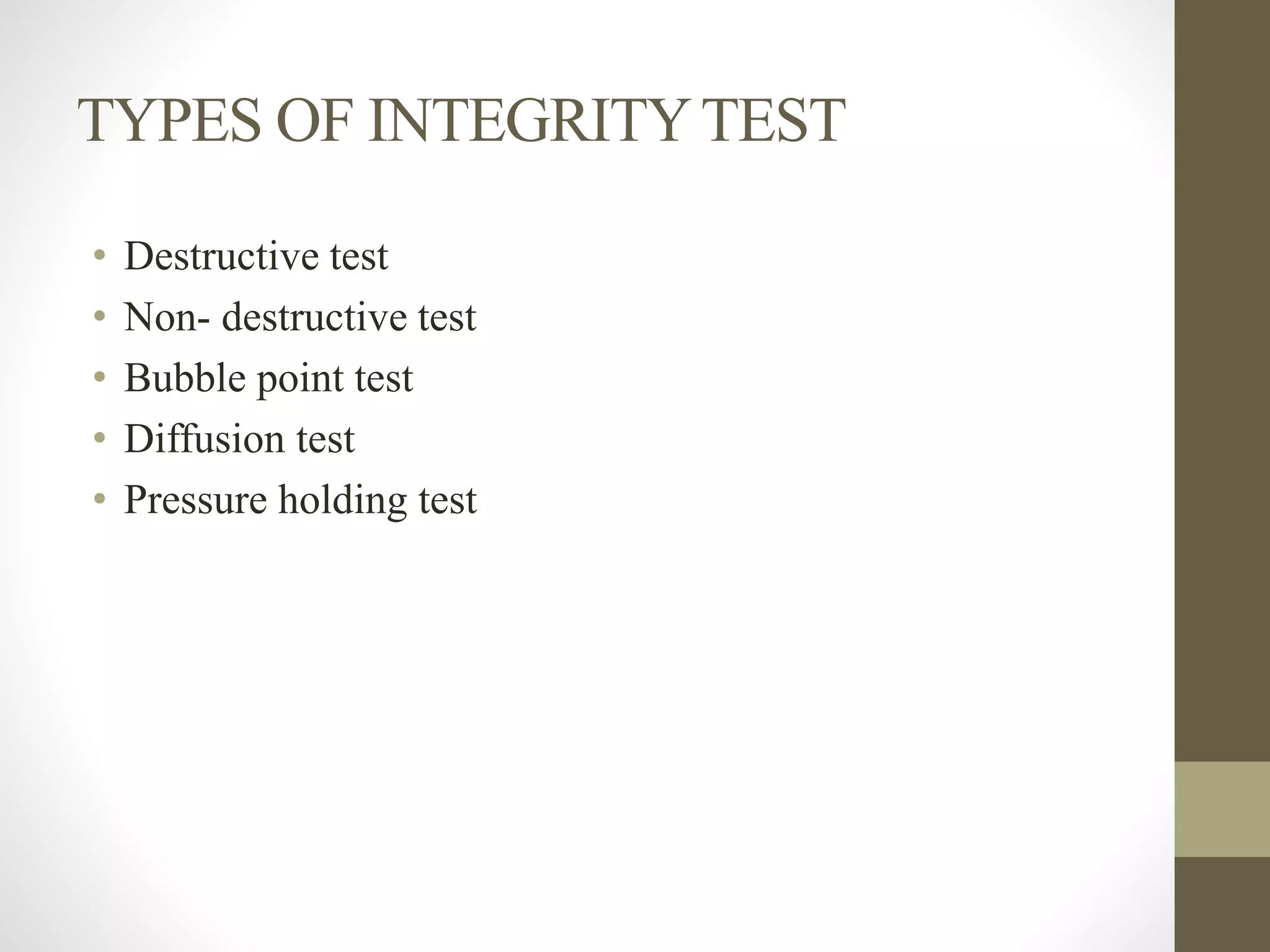 66 membrane filter integrity test | PPTX