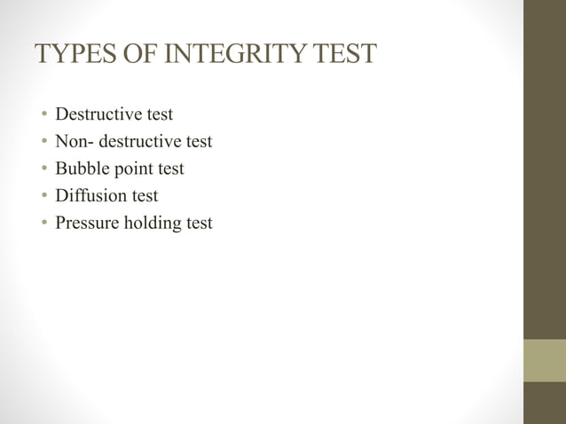 66 membrane filter integrity test | PPTX