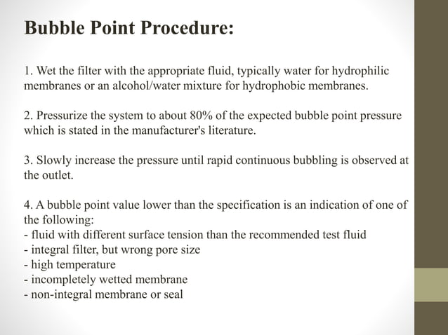 66 membrane filter integrity test | PPTX