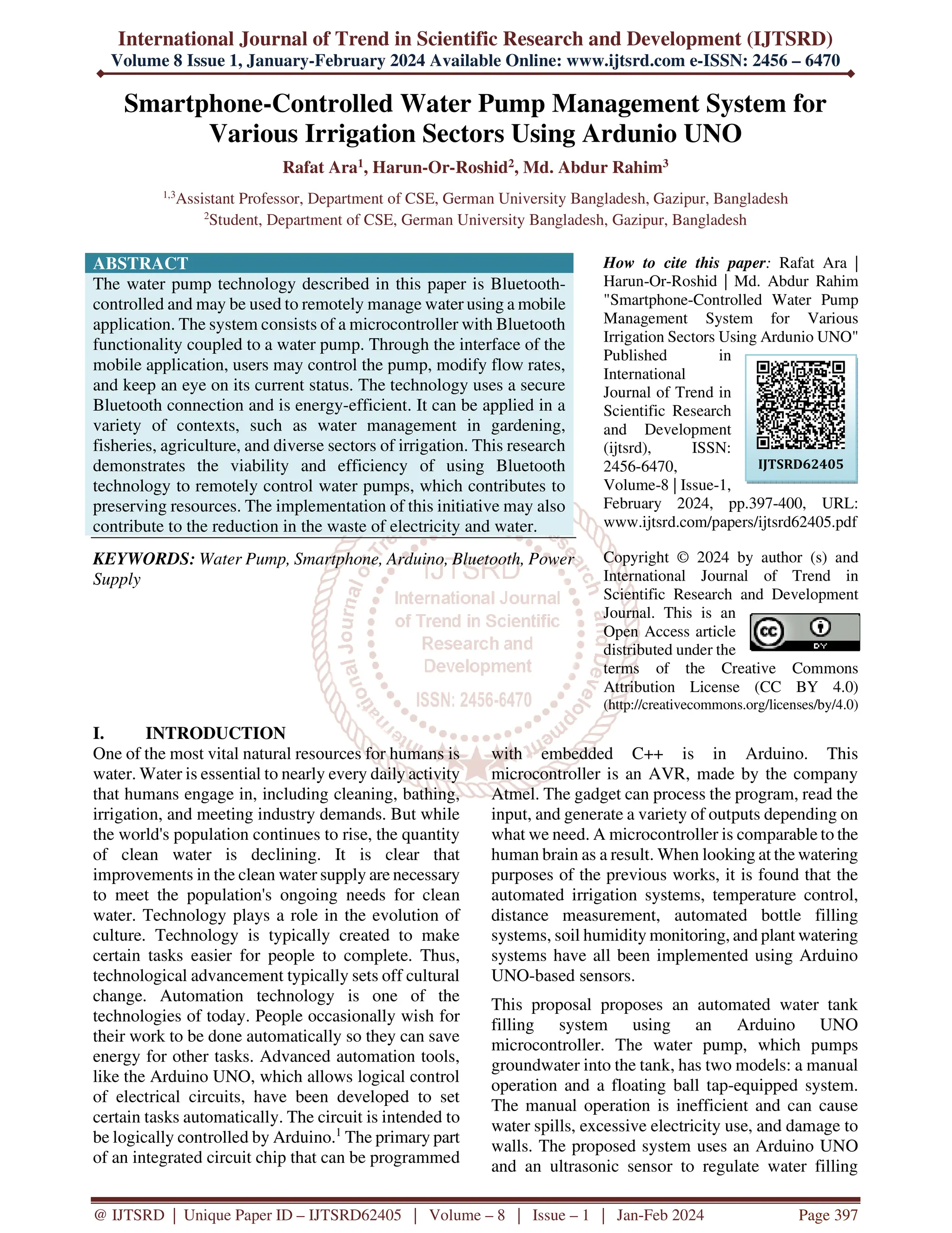Smartphone Controlled Water Pump Management System for Various ...