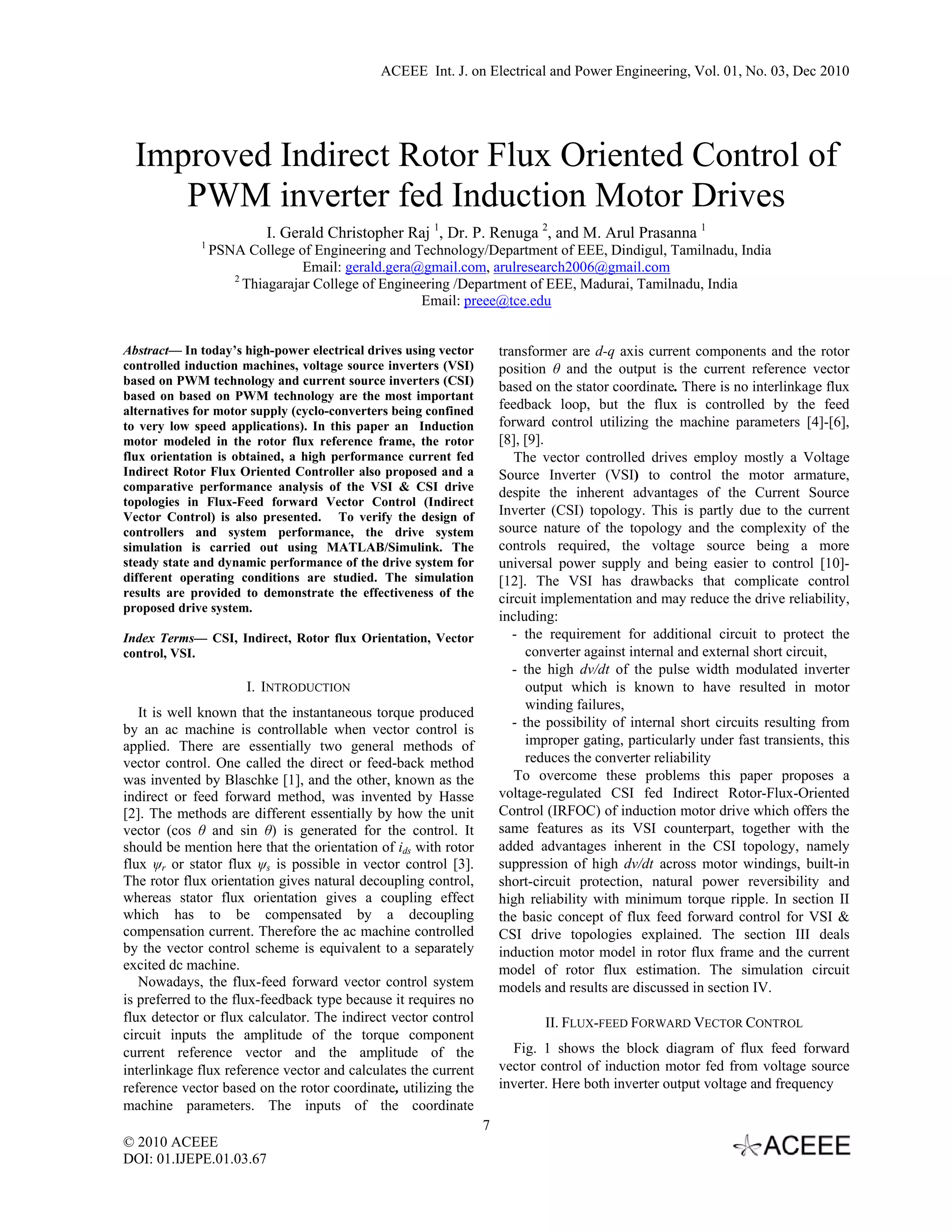 Improved Indirect Rotor Flux Oriented Control Of Pwm Inverter Fed Induction Motor Drives Pdf