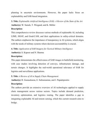 67.EXPLAINABLE AI FOR MILITARY SUPPLY CHAIN OPTIMIZATION USING SAR ...