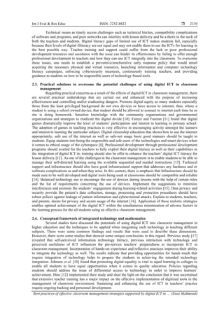 Best practices of effective classroom management strategies supported ...