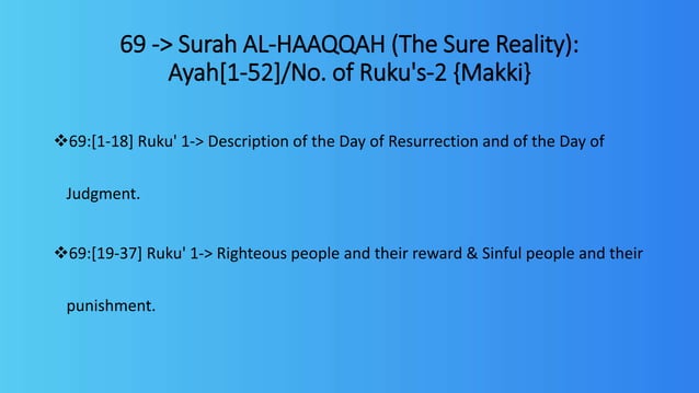 67-71 Contents of Surah Al Mulk - Nuh | PPT