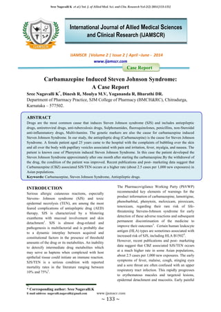 Carbamazepine induced Steven Johnson syndrome: A case report | PDF