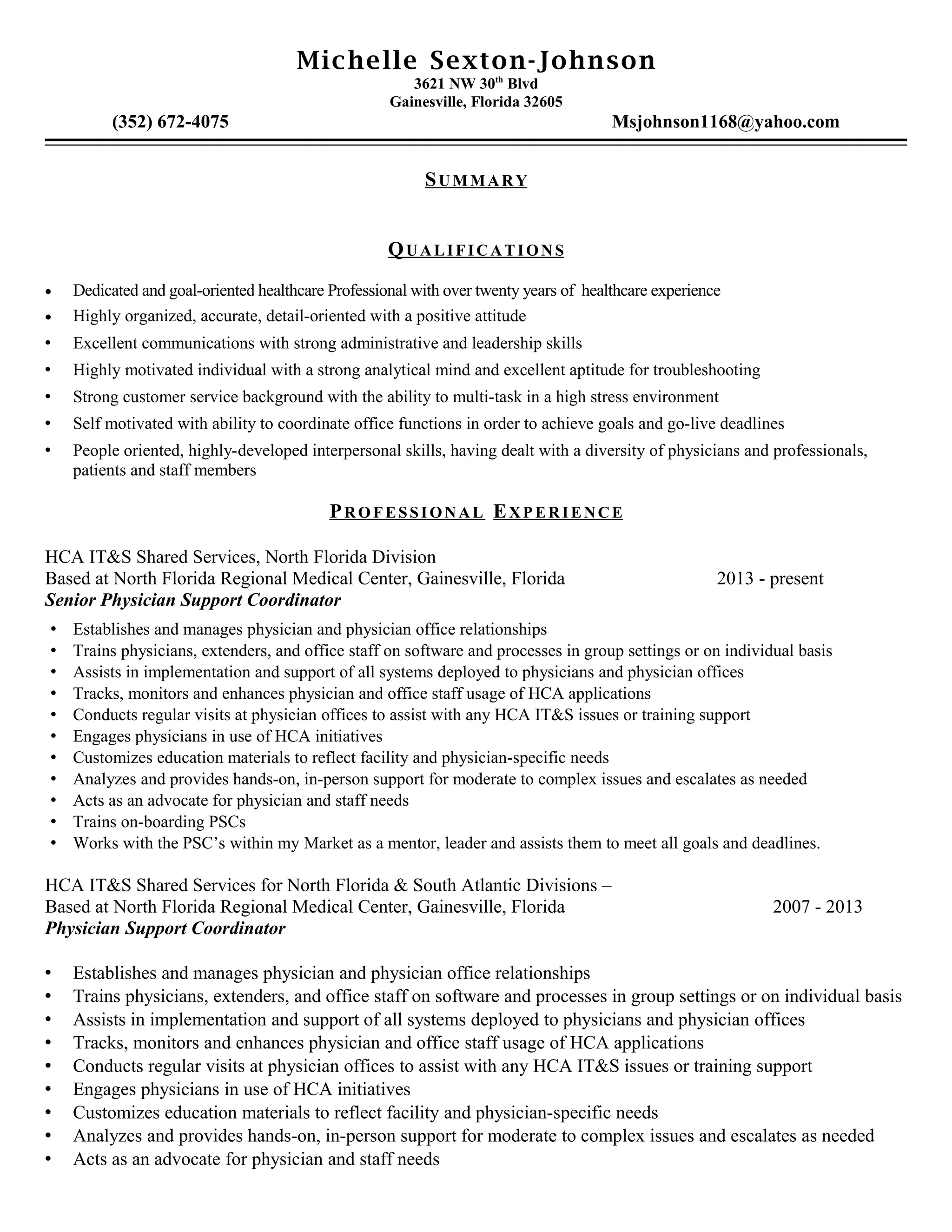 Michelle Sexton-Johnson Resume | PDF