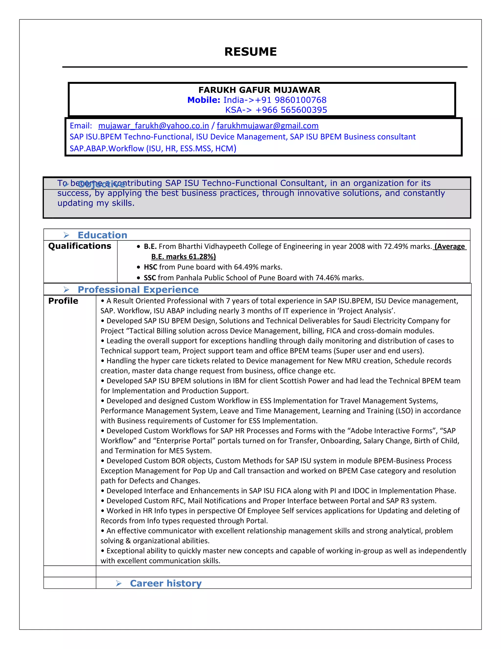 Farukh Mujawar-SAP ISU.BPEM,ABAP.Workflows -7-Years-Resume (1) | DOC