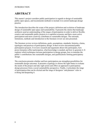 Participation in the Planning and Design of Public Open Space | PDF