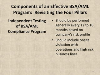 Revisiting the Four Pillars Supporting an Effective BSA/AML Compliance Program | PDF