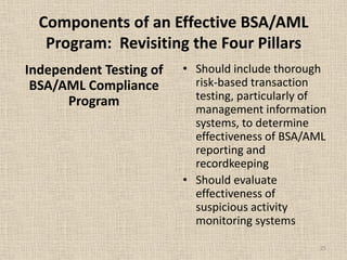 Revisiting the Four Pillars Supporting an Effective BSA/AML Compliance ...