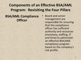 Revisiting the Four Pillars Supporting an Effective BSA/AML Compliance Program | PDF