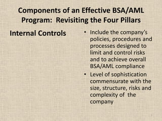Revisiting the Four Pillars Supporting an Effective BSA/AML Compliance ...