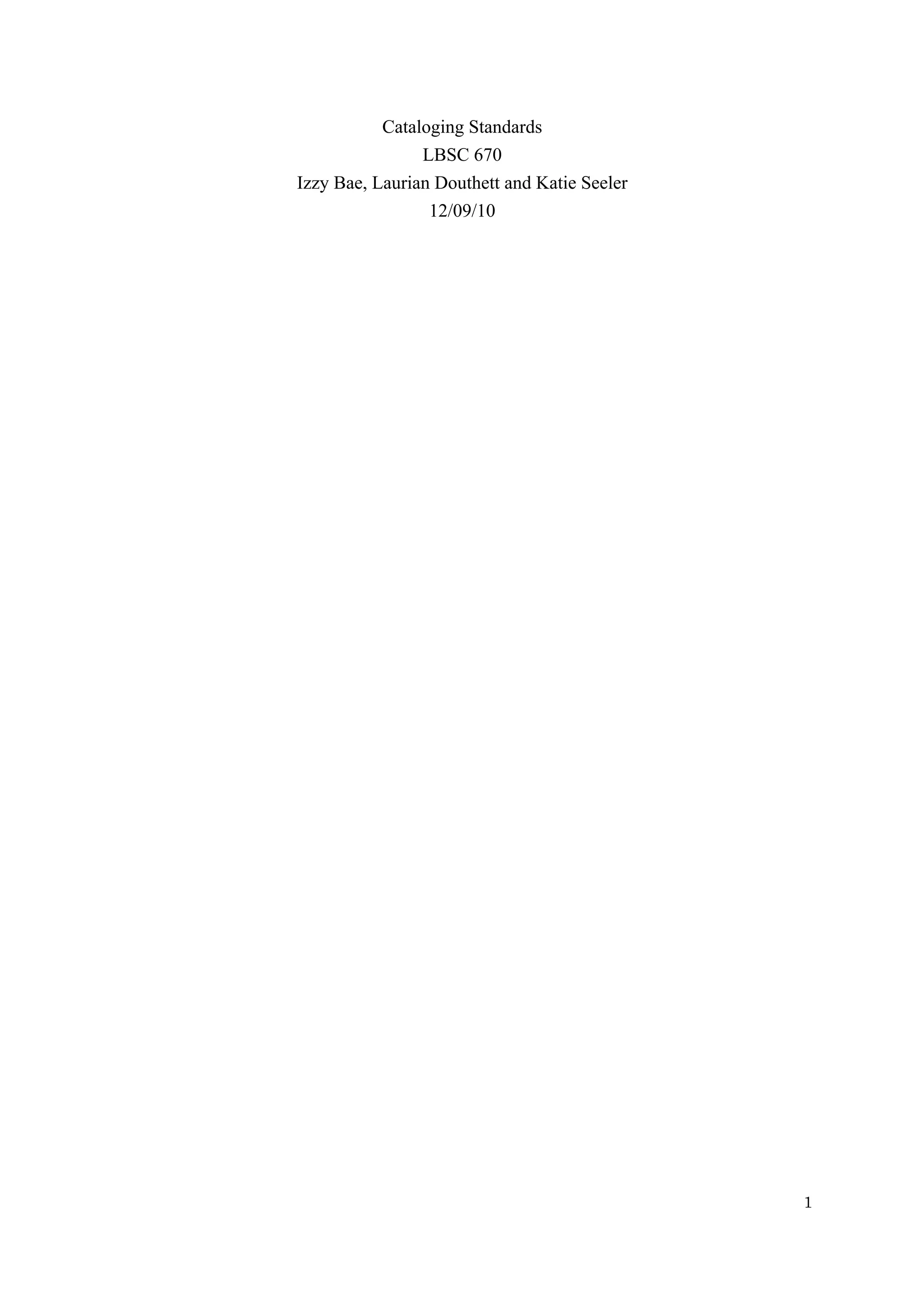 Cataloging Standards | PDF