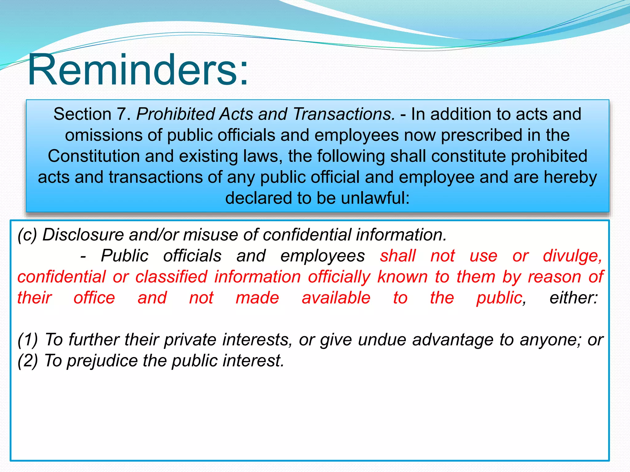 RA 6713 Code of Ethical Standards for Public Officials and Employees in ...