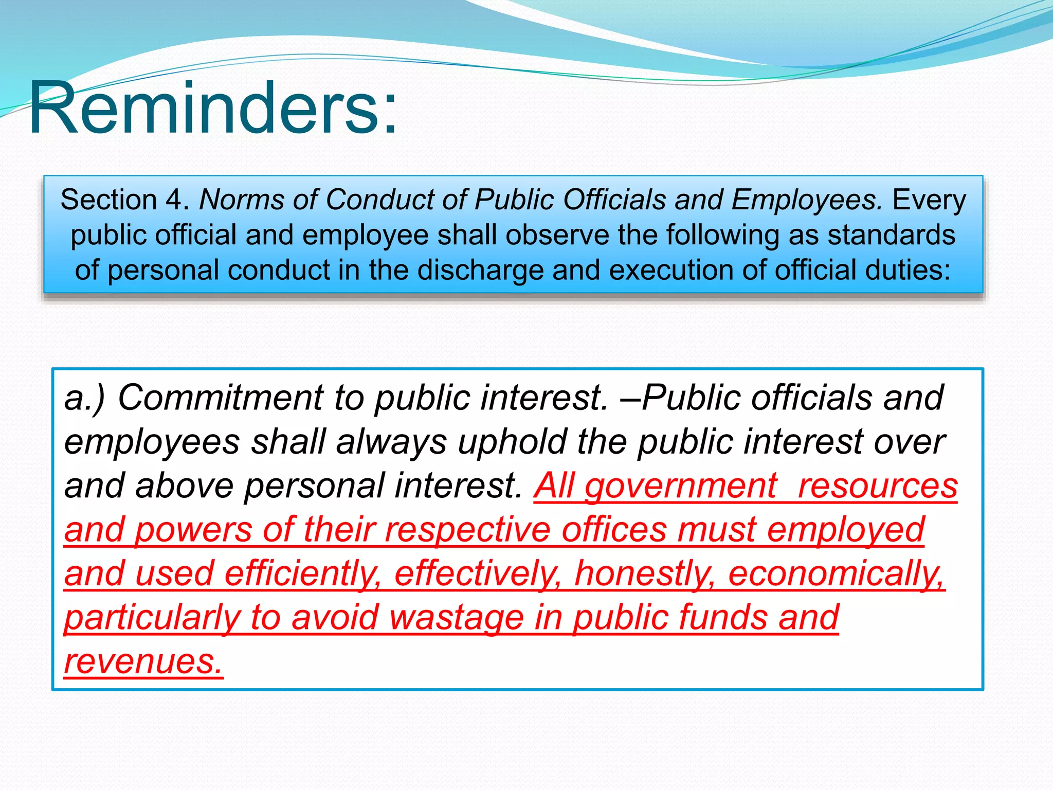 RA 6713 Code of Ethical Standards for Public Officials and Employees in ... RA 6713 Code of Ethical Standards for Public Officials and Employees in ...