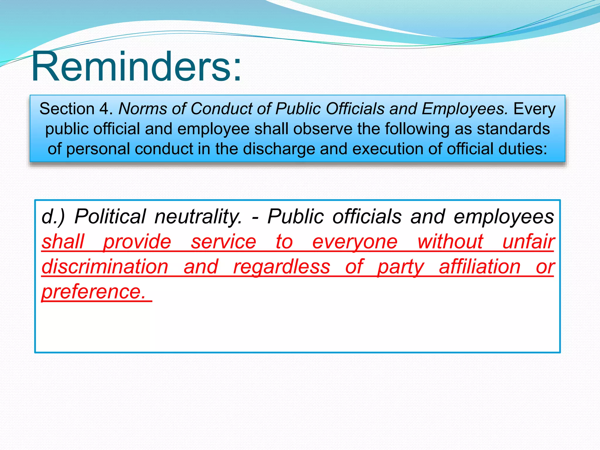 RA 6713 Code of Ethical Standards for Public Officials and Employees in ... RA 6713 Code of Ethical Standards for Public Officials and Employees in ...