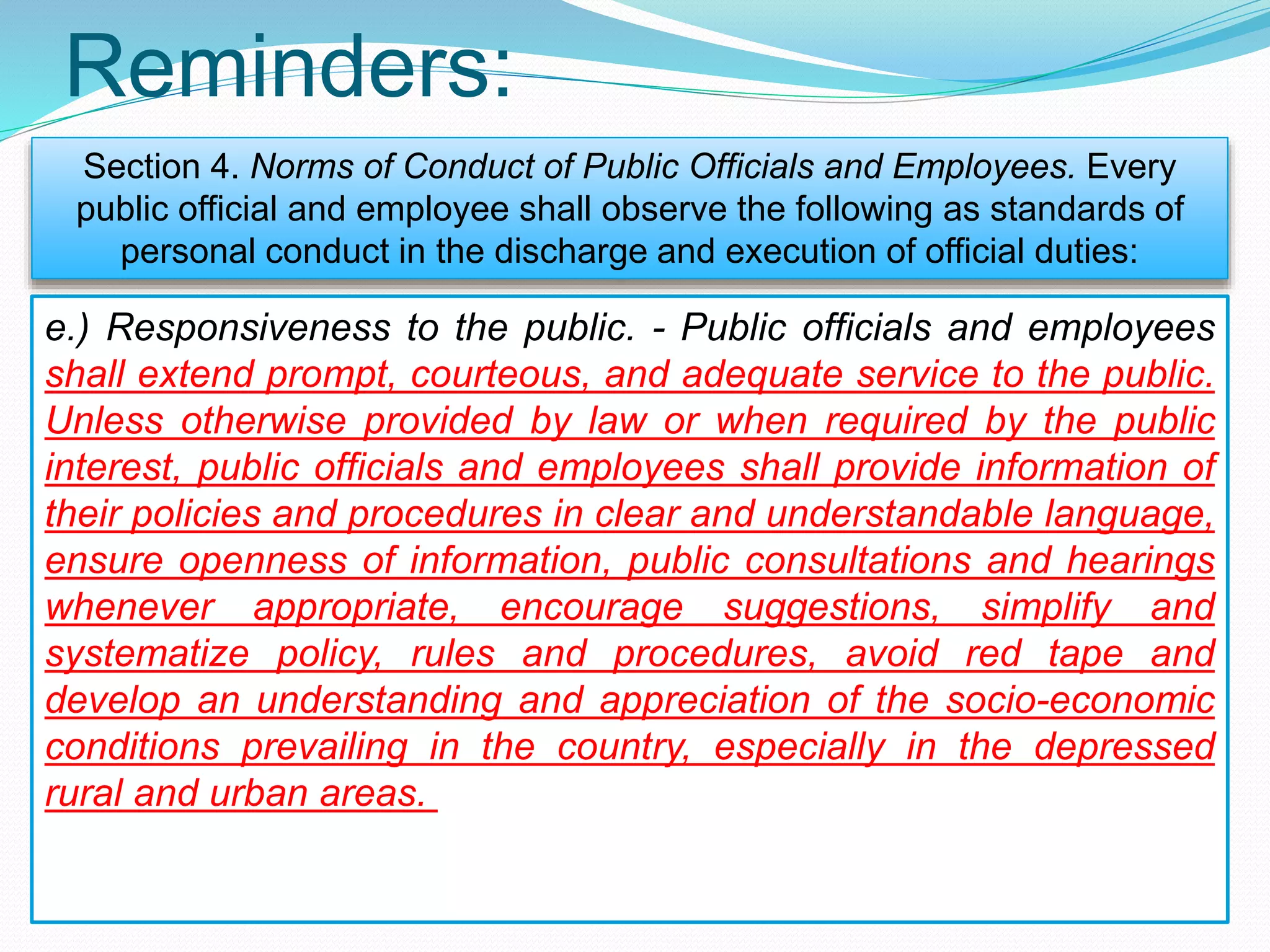 RA 6713 Code of Ethical Standards for Public Officials and Employees in ... RA 6713 Code of Ethical Standards for Public Officials and Employees in ...